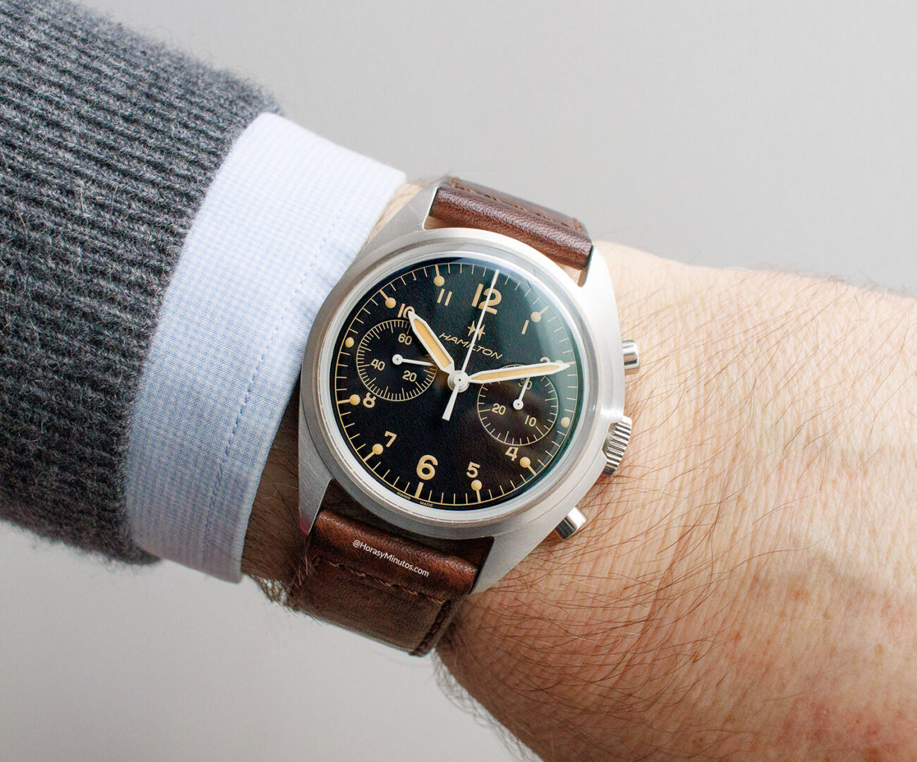 Hamilton Khaki Pilot Pioneer Mechanical Chronograph. Fotos en vivo y ...